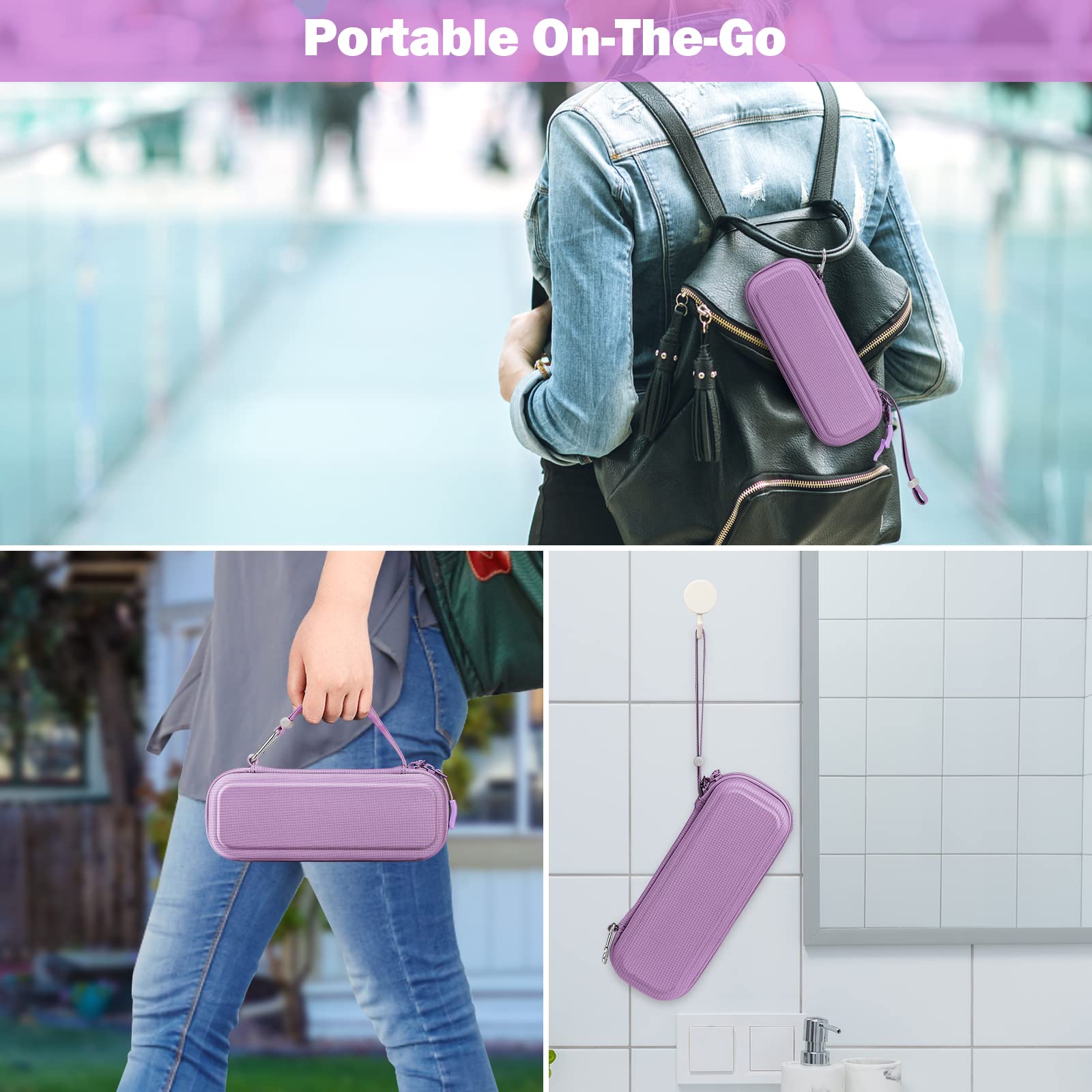 SITHON Hard Shell Travel Case for Oral-B Pro 1000, 2000, 3000, 3500, 1500 Electric Toothbrush, Protective Shockproof Storage Carrying Case with Handle and Soft Lining Inside (Purple)