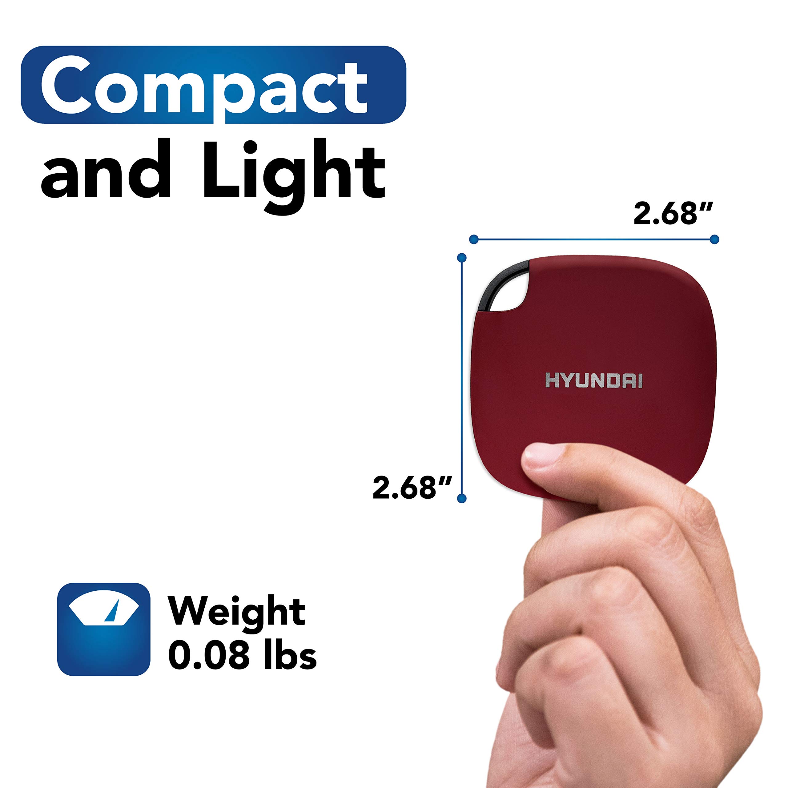 HYUNDAI | 256GB Portable SSD | Up to 450Mbps | External Storage for PC/MAC/Mobile- USB-C/USB-A, Dual Cable Included - Rose Gold