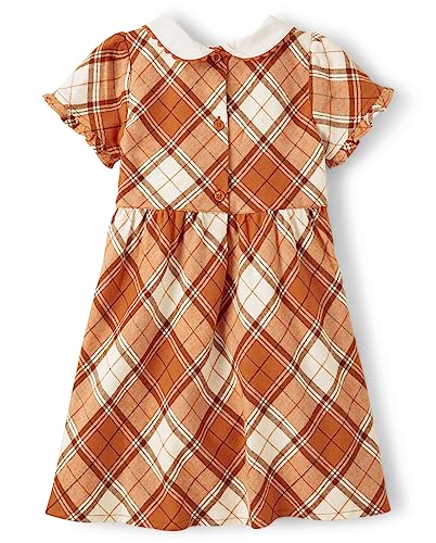 Gymboree Girls and Toddler Short Sleeve Dressy, Pumpkin Plaid, 12 US
