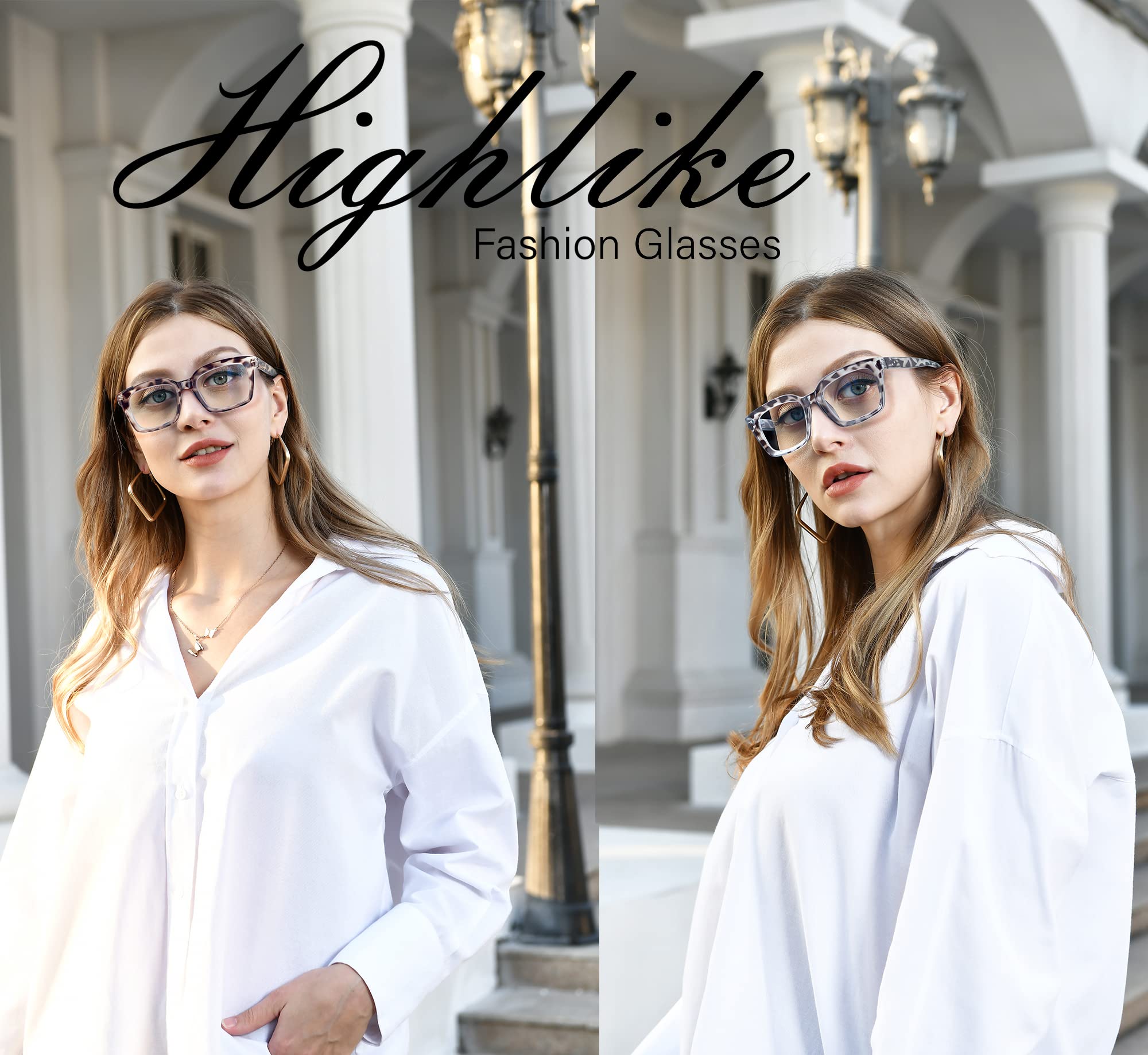 HIGHLIKE 3-Pack Oversized Blue Light Reading Glasses Women,Stylish Square Spring Hinge Readers Glasses,Black DarkBrownTortoise GrayTortoise 2.0 x
