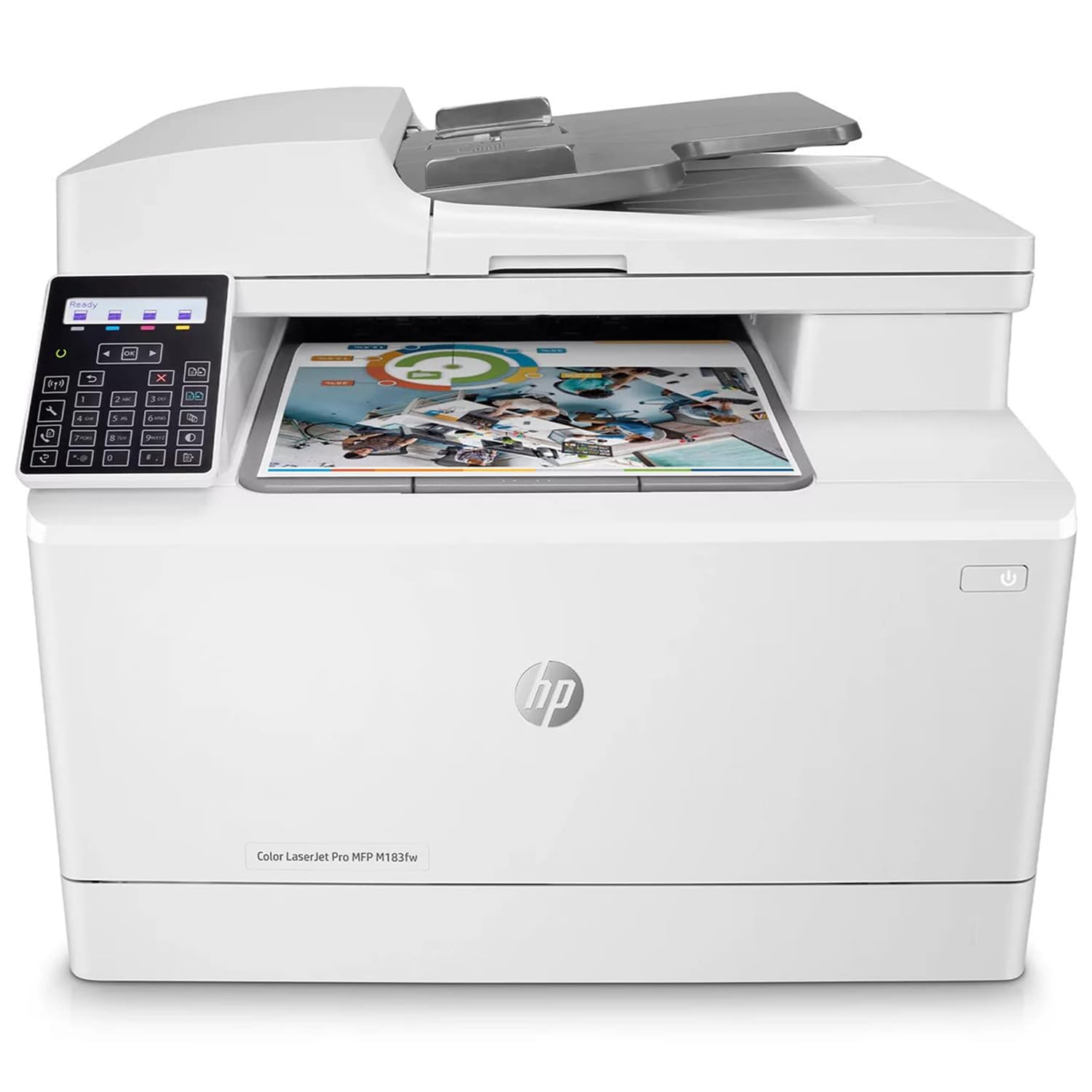 HP Laserjet Pro M183fw Wireless Color All-in-One Laser Printer, White - Print Scan Copy Fax - 16 ppm, 600 dpi, Voice-Activated, 35-Page ADF, Ethernet, Tillsiy Printer Cable