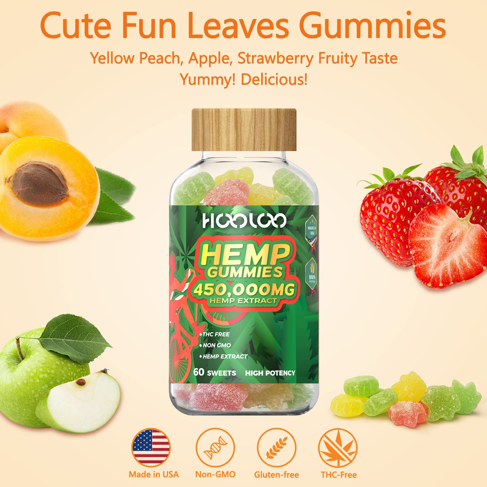 Hemp Gummies 100,000mg for Deep Sound Bedtime Support and Discomfort Relief, Fruity Hemp Gummy Infused Omega 3, Vitamins, Made in USA