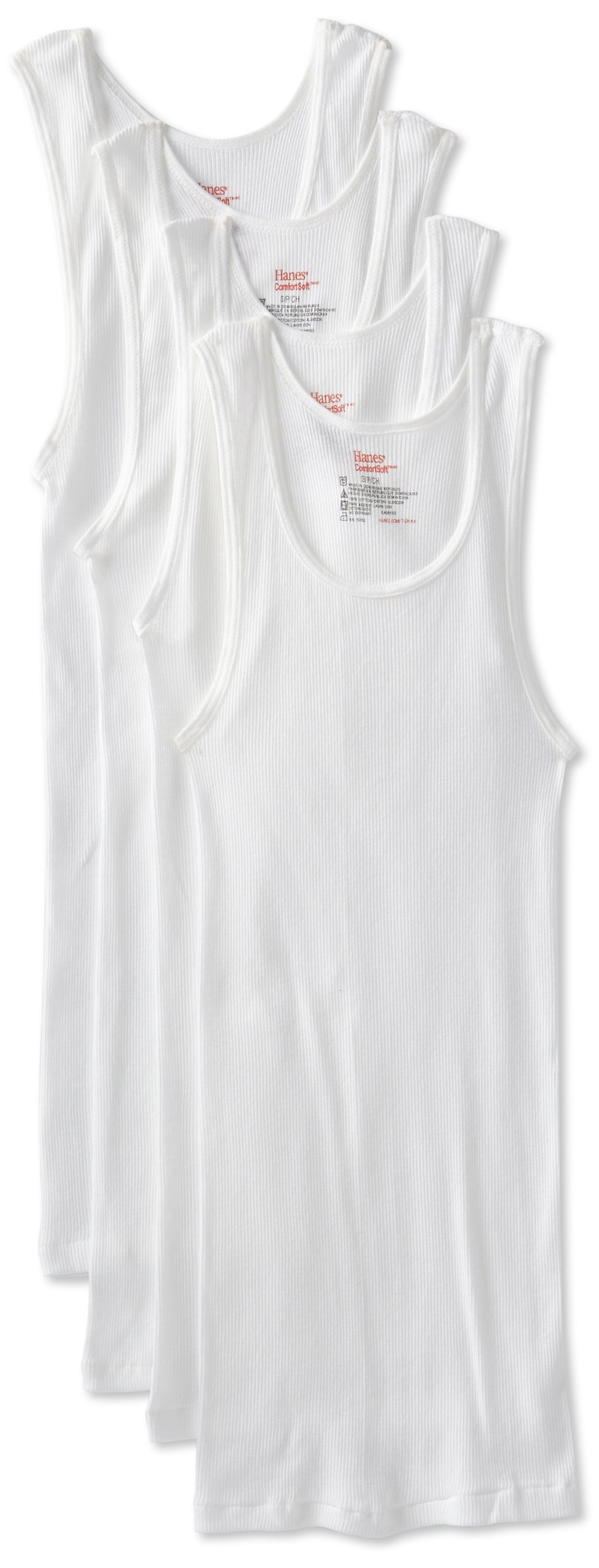 Hanes Men's 4-Pack FreshIQ Tanks, White, Medium