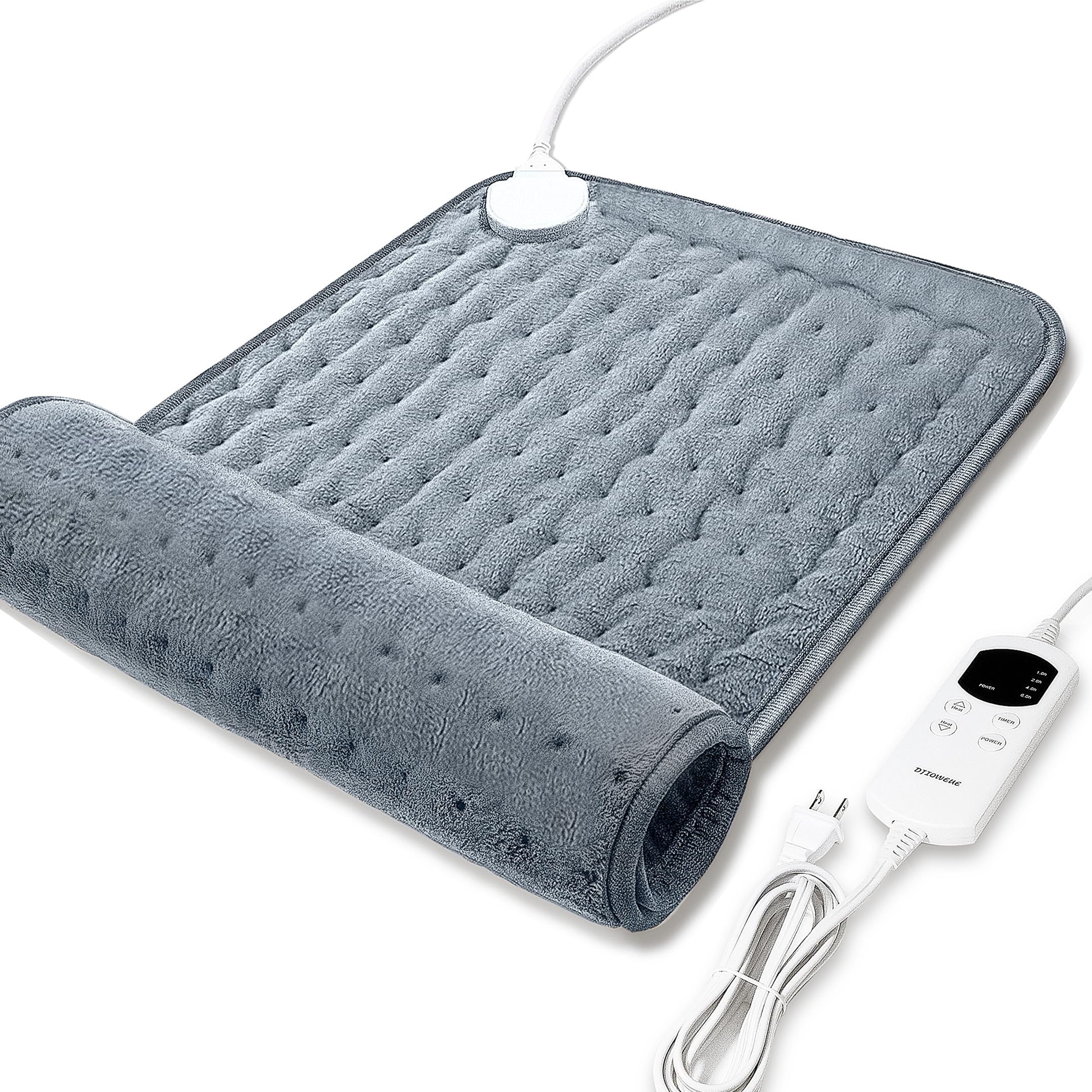 Heating Pad, Electric Heating Pad for Back Pain & Cramps, Neck & Shoulder, DJIOWEUE Heating Pads with Automatic Closing Function, 6 Modes, Wet Heating Option,Christmas Gifts 12''x24'' (Gray)
