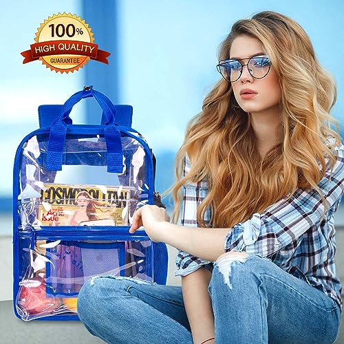 ZLYERT Clear Backpack, Heavy Duty Transparent Bookbag, Large See Through PVC Backpacks for Women and Men - Blue