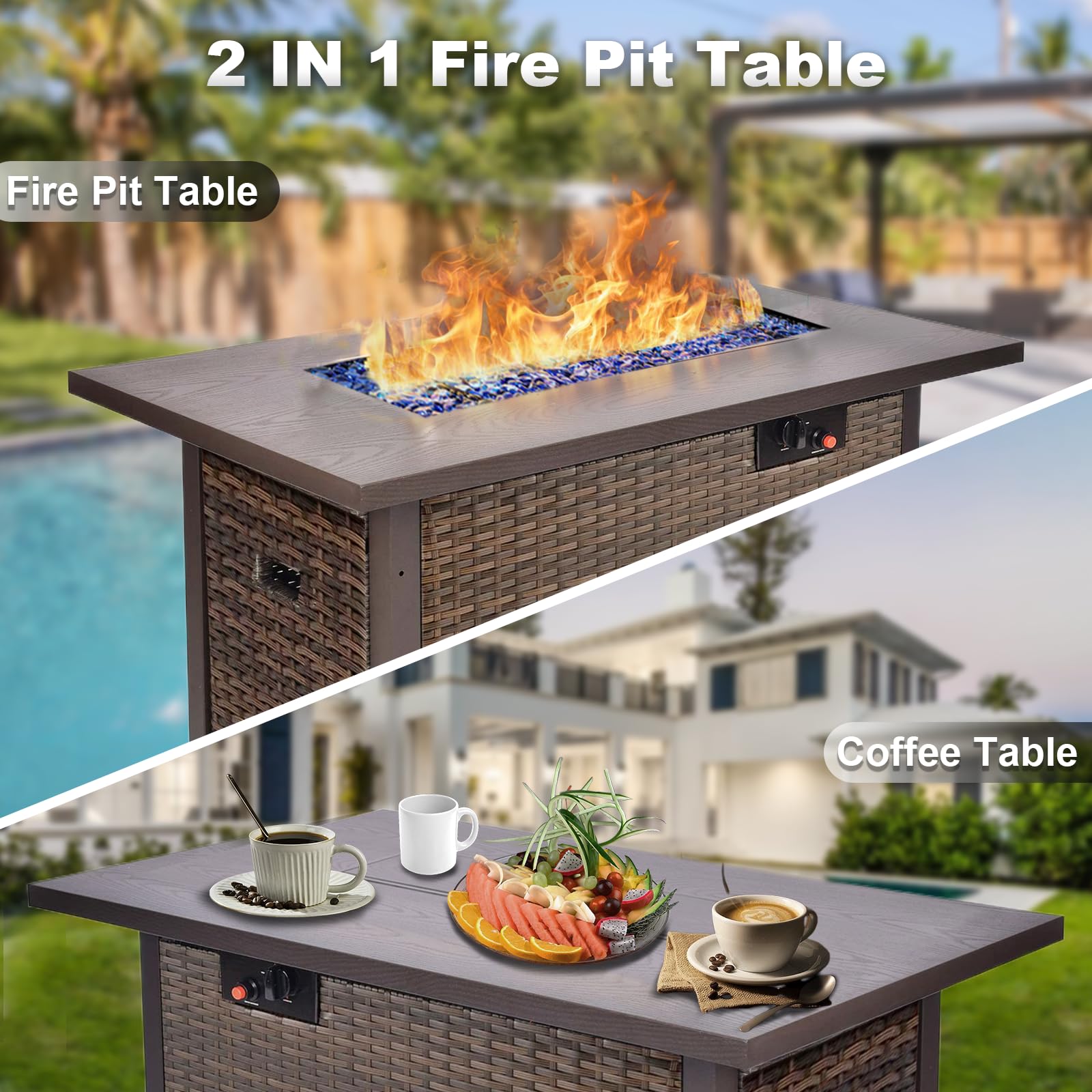 Grezone Patio Furniture Sets 6 Pieces Patio Sectional Outdoor Furniture Patio Sofa Chairs Set All Weather PE Rattan Wicker Couch Conversation Set with Thickened Cushions & Coffee Table