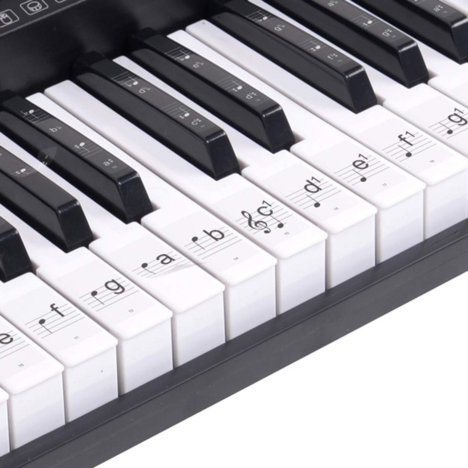 Hamzer 61-Key Electronic Piano Electric Organ Music Keyboard with Stand, Microphone, & Sticker Sheet - Black