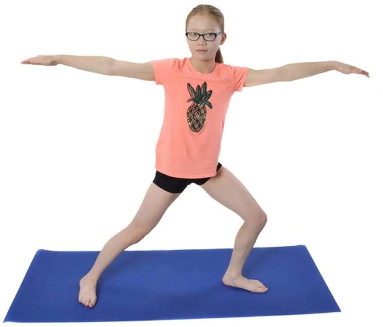 Hello Fit - Kid's Short Yoga Mats - Available in Packs of 1, 2 or 4 Mats (60" x 24" x 1/8")(4mm) (Blue, 2-Pack)