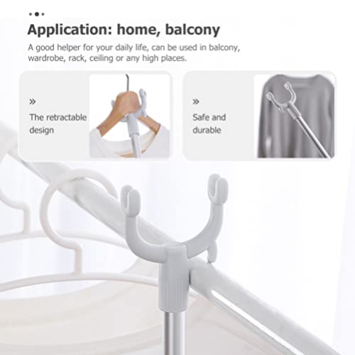 Veemoon Metal Hangers Clothesline Outdoor Adjustable Hanger Retriever Clothes Drying Pole Garment Reaching Hook Dressing Stick Retractable Rods (As Shown) Metal Hangers Clothesline Outdoor