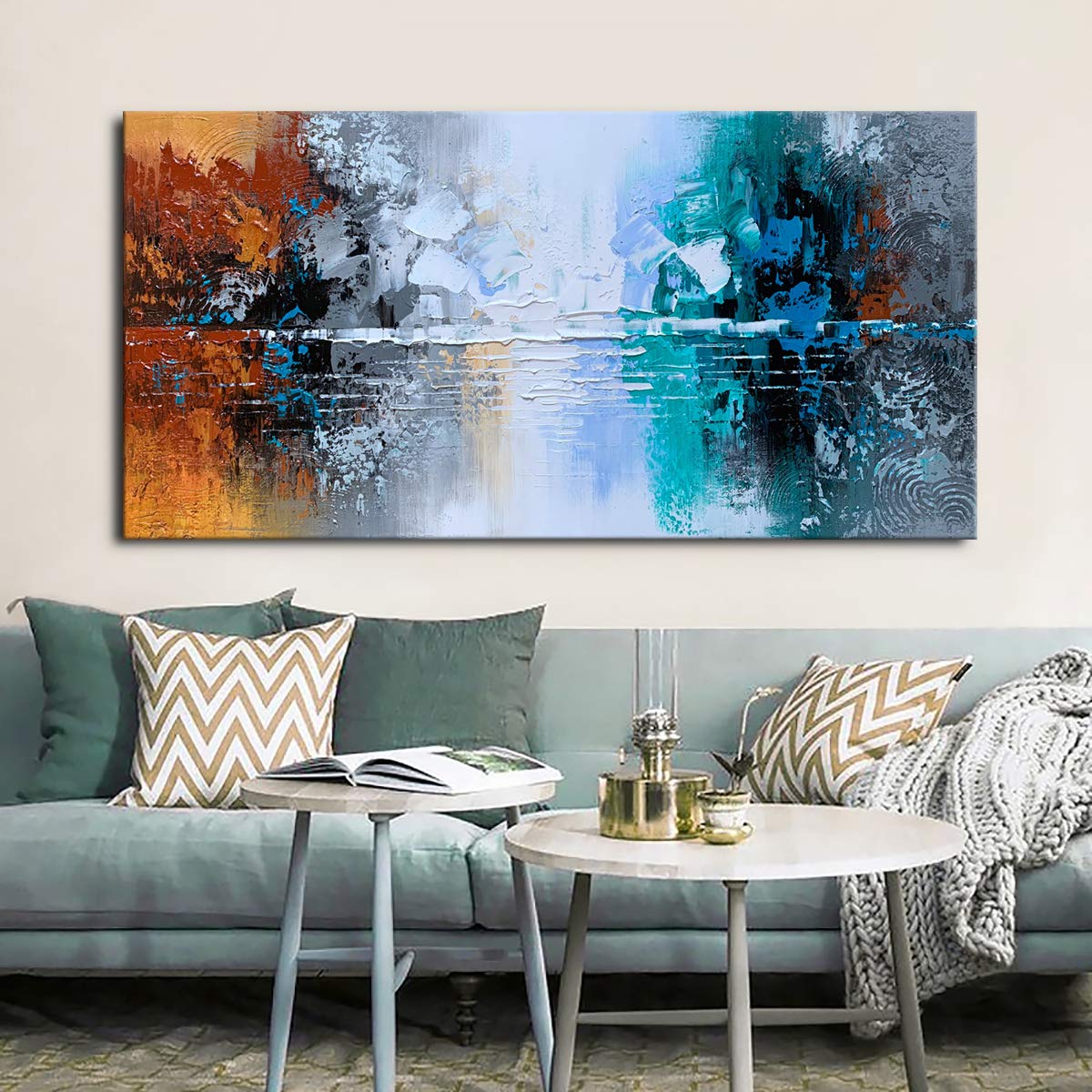 Hand Painted Textured 3D Oil Painting on Canvas Abstract Wall Art Landscape Artwork
