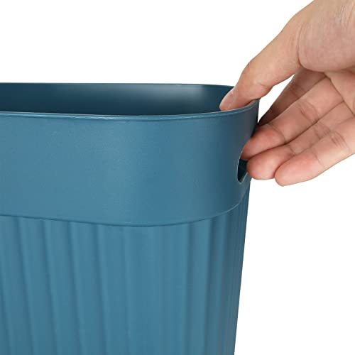 ZOFORTY 3 Pack Slim Plastic Trash Can Wastebasket 3 Gallon Garbage Container Bin with Handles for Bathroom, Kitchen, Office, Dorm (Blue, Rectangular)