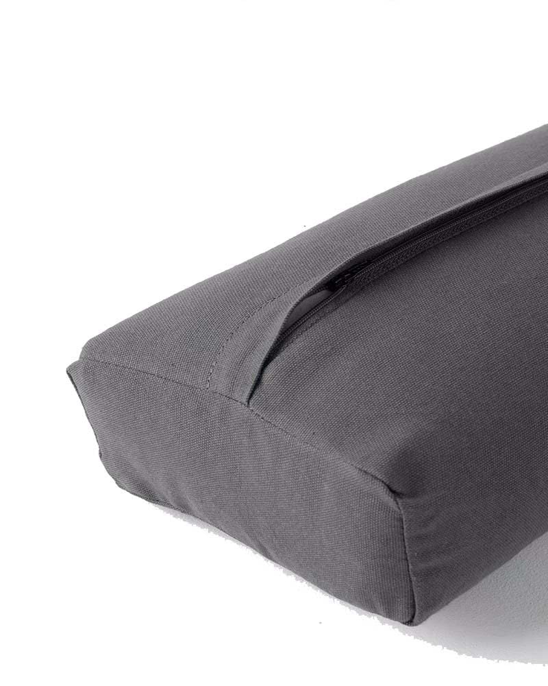 Halfmoon 15" Prana Yoga Bolster Pillow for Meditation and Support - Rectangular Yoga Cushion with Carry Handle 100% Cotton (Charcoal, Mini)