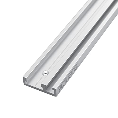 POWERTEC 71359 Aluminum Combo T-Track Miter Track for Woodworking | 32” Dual Track Rail, Aluminum Grey