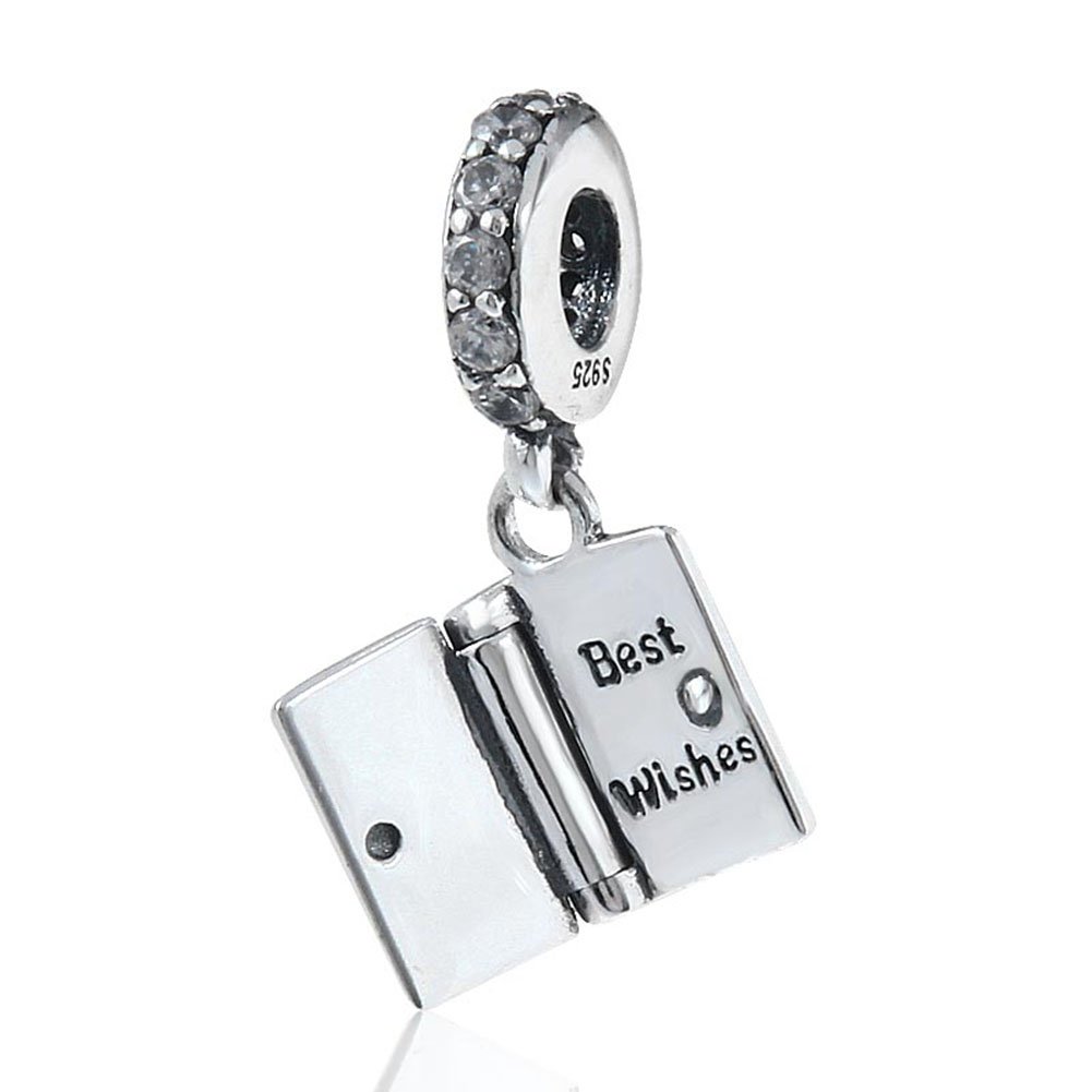 Happy Birthday Day Charm 925 Sterling Silver Cake Charm Book Charm for Pandora Bracelet (B)