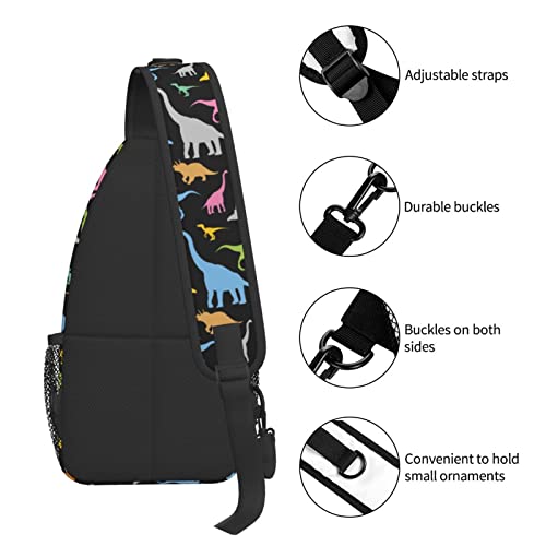 ZREXUO Cute Dinosaur Chest Bags Crossbody Sling Backpack Travel Hiking Daypack Crossbody Shoulder Bag For Women Men