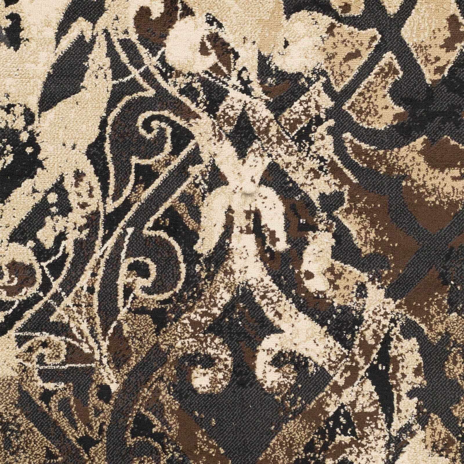 Hauteloom Lawtell Transitional Hallway, Entryway Runner Rug - Mid Century Modern Carpet - Traditional Classical Look - Black, Light Brown, Dark Brown, Tan - 2'2" x 7'7"
