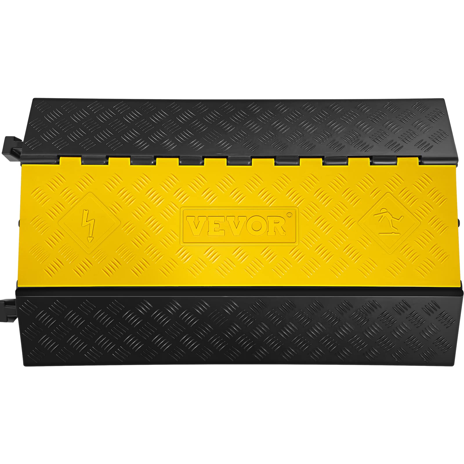 Happybuy Large 2-Channel Cable Protectors Rubber Cable Ramps 22000lbs per Axle Capacity Protective Cable Wire Cord Ramp Driveway Rubber Traffic Speed Bumps Cable Protector