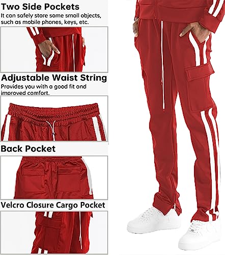 Weiv Gear Men’s Track Pants – Casual Two Stripe Cargo Pocket Ankle Zipper Sweatpants Joggers Active Athletic Workout TP500 BLKYEL M Black/Yellow