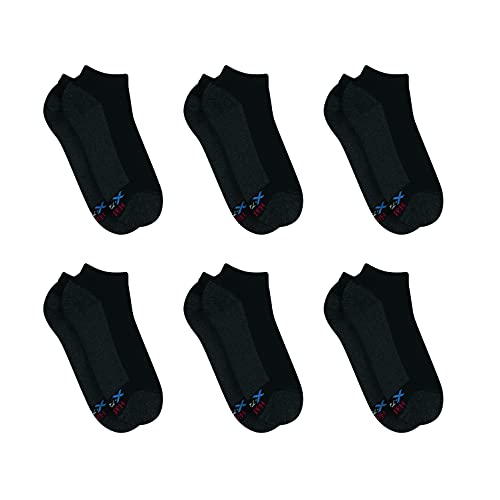 Hanes Ultimate Men's Ultra Cushion FreshIQ Odor Control with Wicking Low Cut Socks, 6-Pair Pack, Black, 6-12