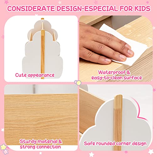 UIIAIOUIAIO Kids Bookshelf, 2-Tier Wooden Storage Shelf Book Rack with Universal Wheel