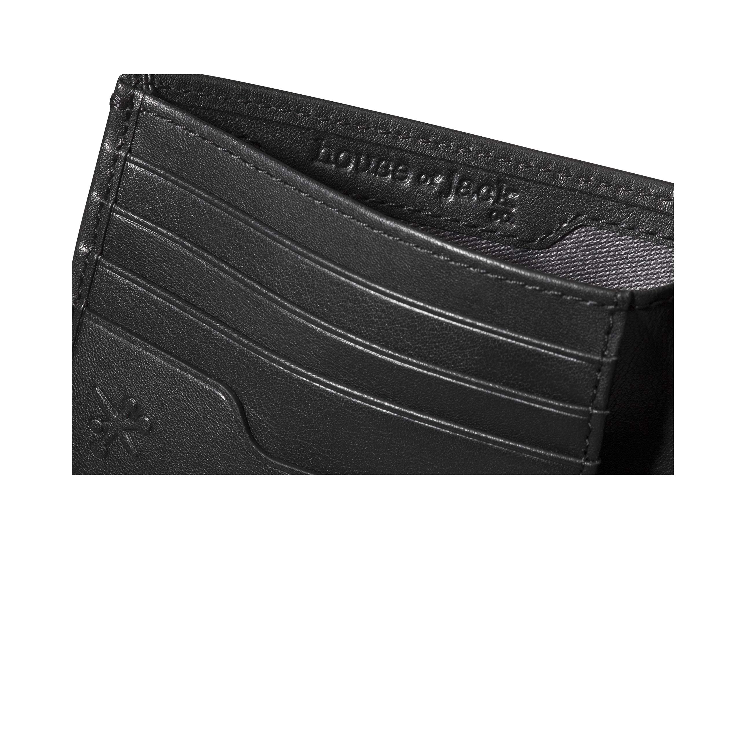 HoJ Co. Eastwood TRIFOLD Wallet | Double Bill Compartment | Extra Capacity Men's Tri fold Wallet | Nappa Full Grain Leather Black