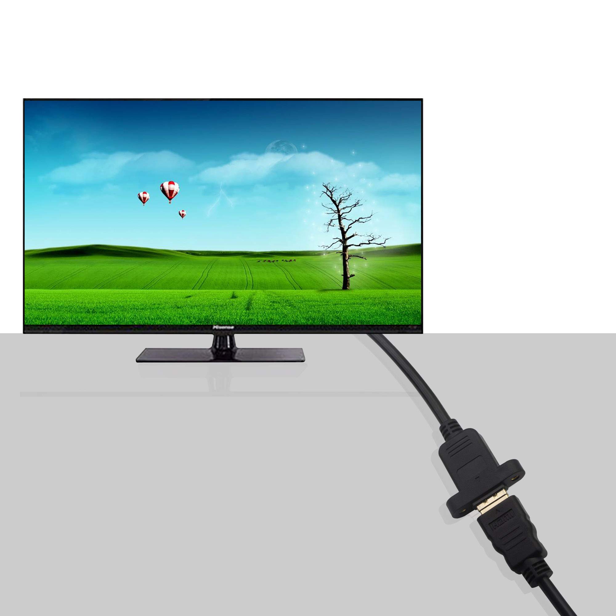 HDMI Panel Mount 90 Degree Extension Cable,HDMI Femlae to 90 Degree Right Male Connector Wire, with Screw Hole Panel Mount,Support 4K 60hz 3D TV, Roku, Xbox360 eat. (Angle Right) 0.5m