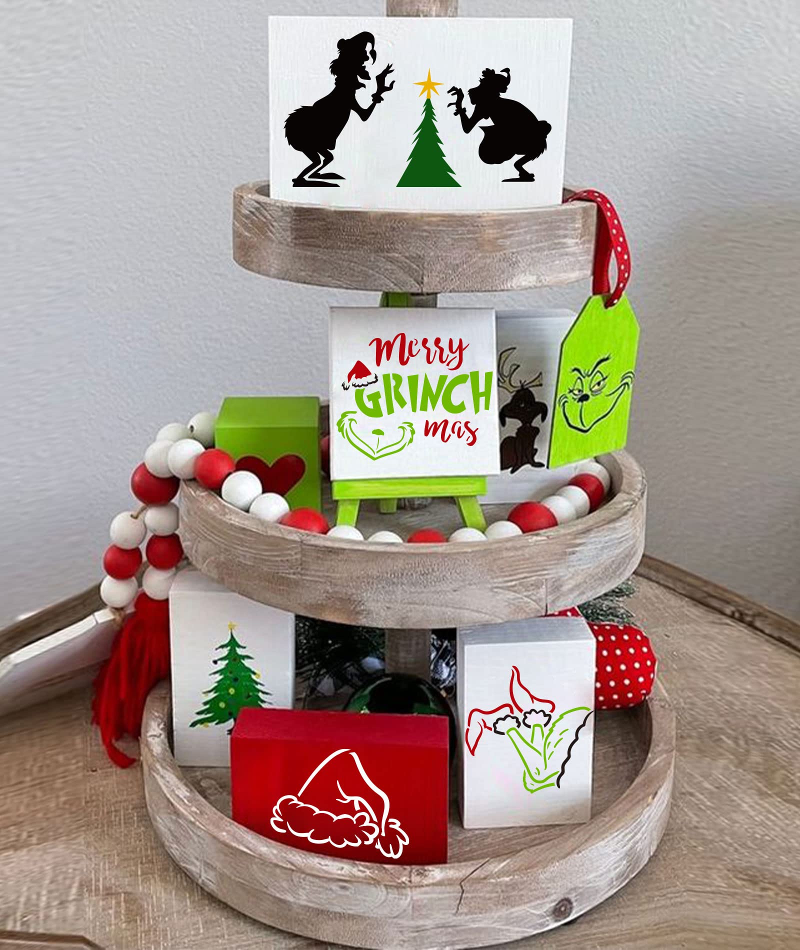 GYGOT 24PCS Small Christmas Stencils for Painting,3x3Inch Reusable Christmas Stencils for Making Christmas Ornaments/Wood Slice/Holiday Cards