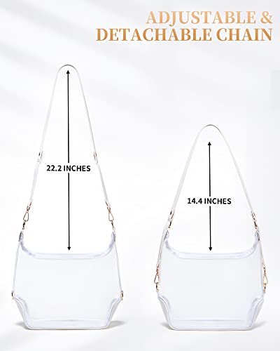 Vorspack Clear Bag Stadium Approved - Clear Purse for Women Clear Crossbody Bag with Adjustable Strap for Sports Events Concerts College - White