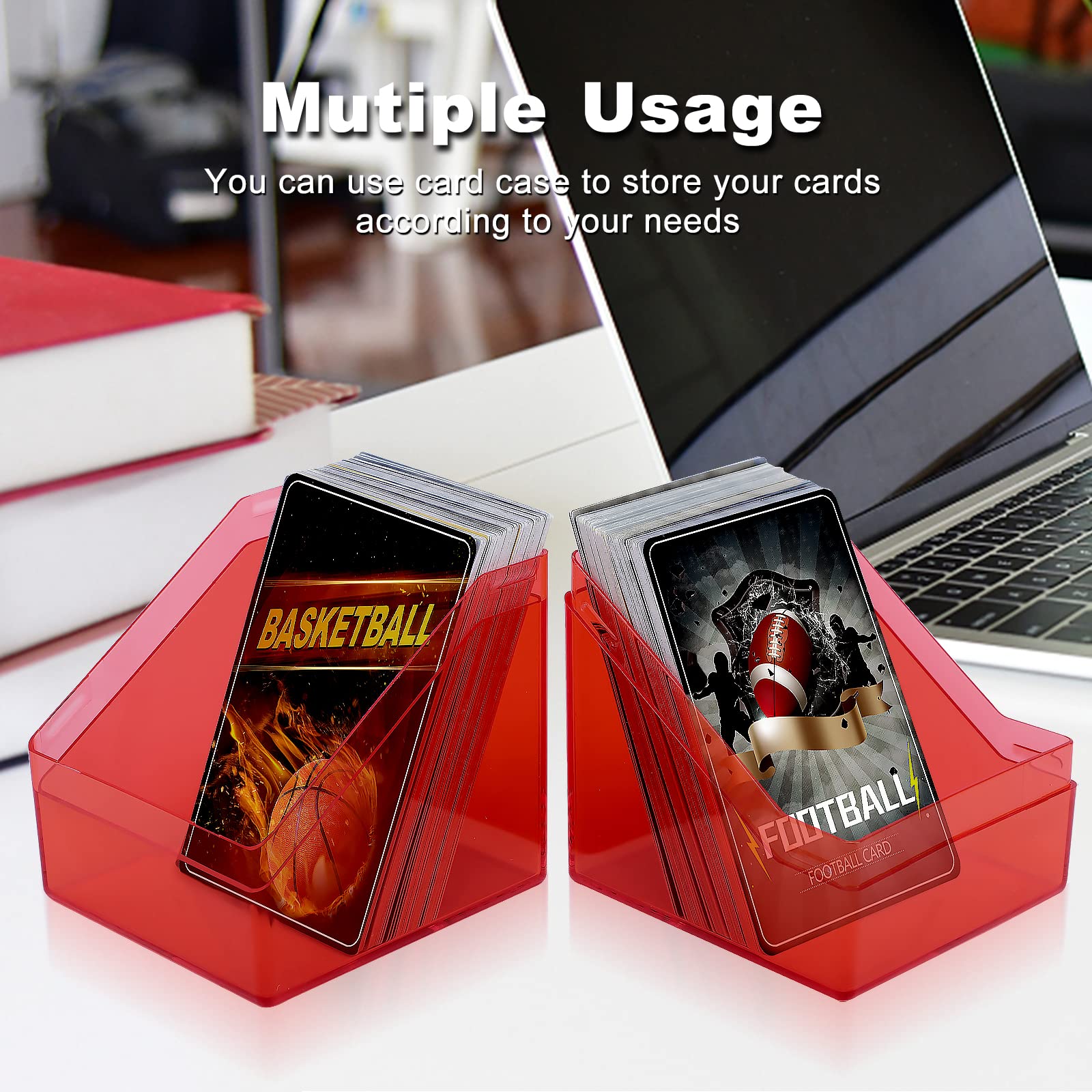 Homthy Card Deck Case Large Size Fit for 150+Sleeved Cards, Leather Magnetic Closure Commander Card Storage Box Magic Card Protectors Fit for YuGiOh, MTG and Sport Cards (Red)
