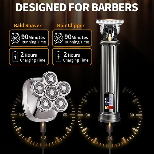 VOTMONI Head Shavers for Bald Men & Professional Barber Clippers Zero Gapped Hair Trimmer for Men, Rotary Bald Shavers Cordless Beard Trimmer Grooming Kit