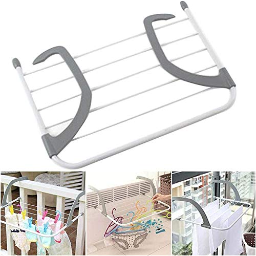 ZyHMW Clothes Airer Portable Folding Drying Rack Outdoor Bathroom Clothes Hanger Balcony Laundry Dryer Airer Shoe Towel Pole Drying Wall Holder,Folding Airer (Color : Dark Gray) (Color : Dark Gray)