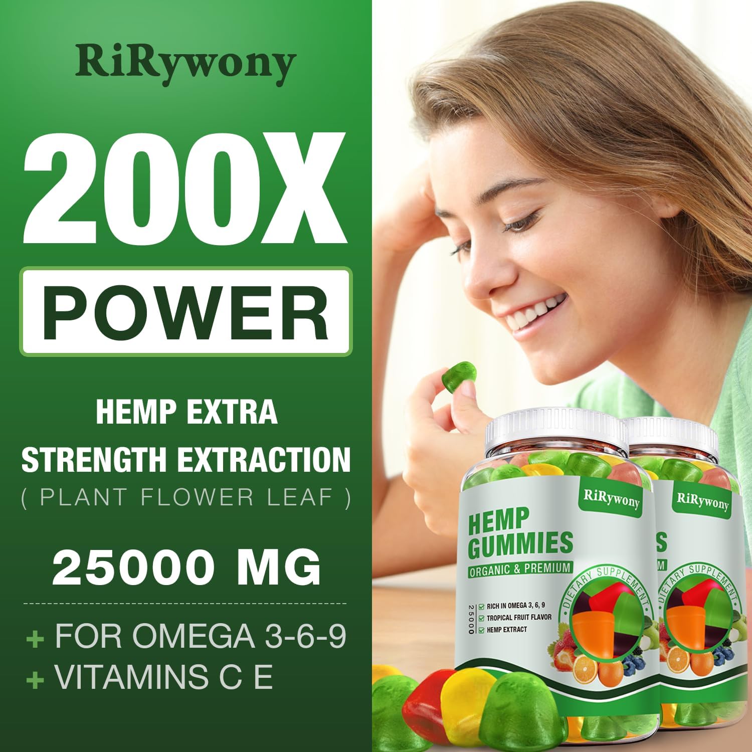 Hemp Gummies (3 Packs), High Potency Edible Gummies Extra Strength Mood Focus Calm Organic Hemp Oil Extract Vegan Bear Gummy - 240 Counts Candy Made in USA