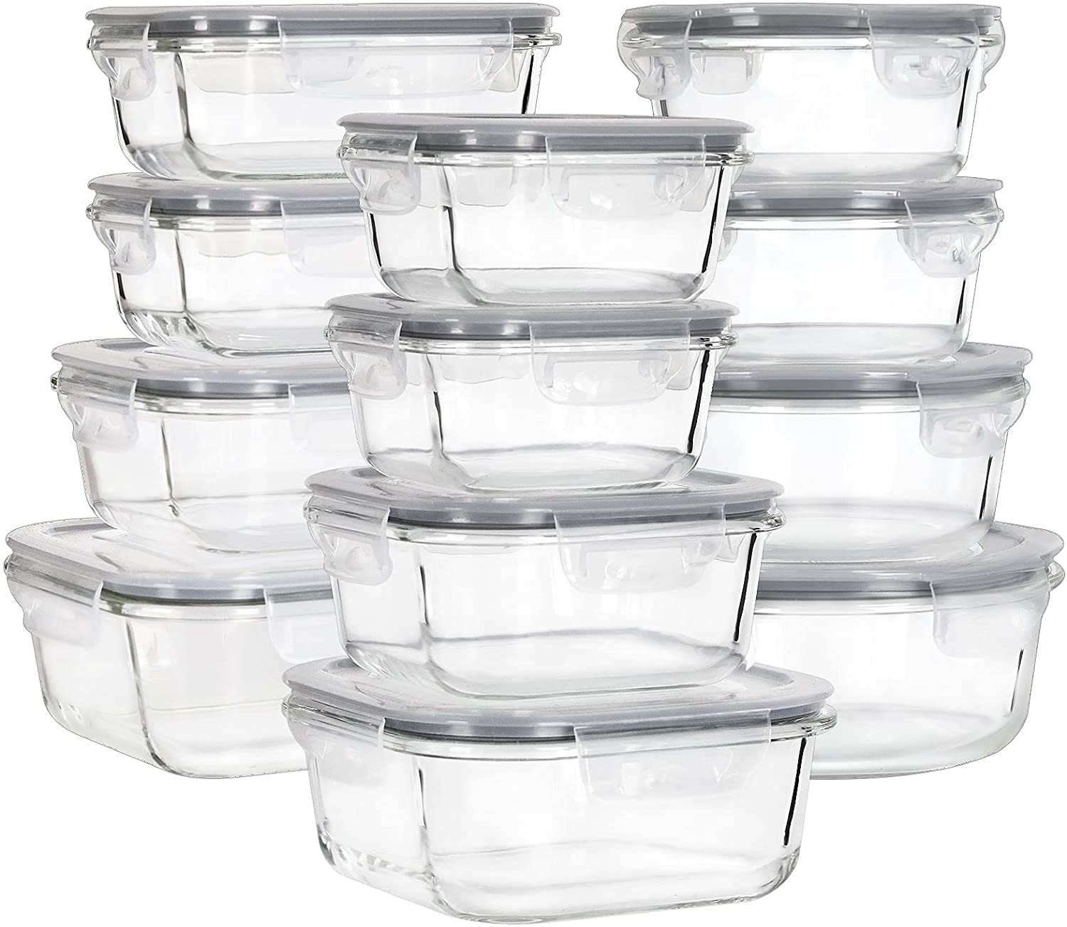 HOMBERKING 24 Pieces Glass Meal Prep Containers with Lids, Airtight Glass Bento Boxes, BPA Free & Leak Proof