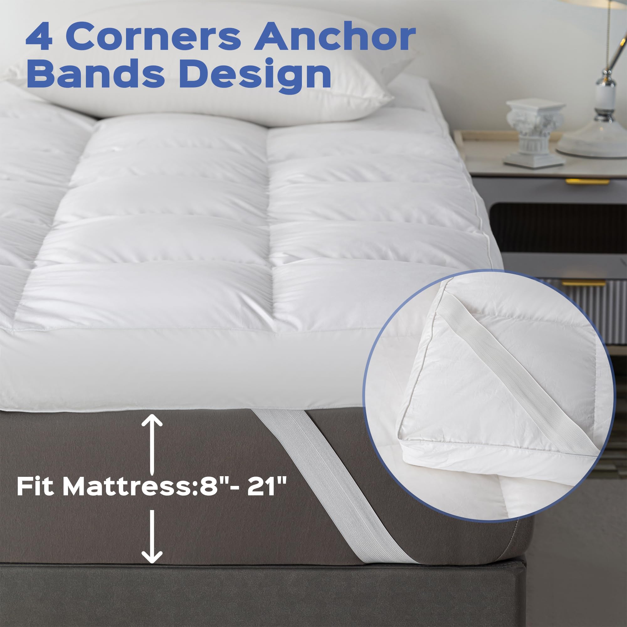 ZUBISU Goose Down & Feather Mattress Topper RV Bunk Size, 5 Inch Goose Down Bed Mattress Pad, Hotel Collection 2500 GSM Extra Thick Topper, Hand Made Breathable Cotton Fabric (RV Bunk, 28"x75")