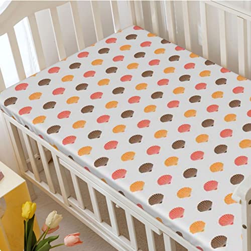 Seashells Themed Fitted Crib Sheet,Standard Crib Mattress Fitted Sheet Ultra Soft Material-Baby Sheet for Boys Girls,28β x52β,Multicolor