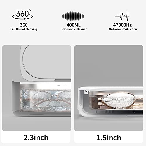 Ultrasonic Jewelry Cleaner, Professional Glasses Cleaning Machine 47kHz Ultrasonic Cleaner for Jewelry, Diamond Ring, Earring, Watches, Eyeglasses, Braces,ect