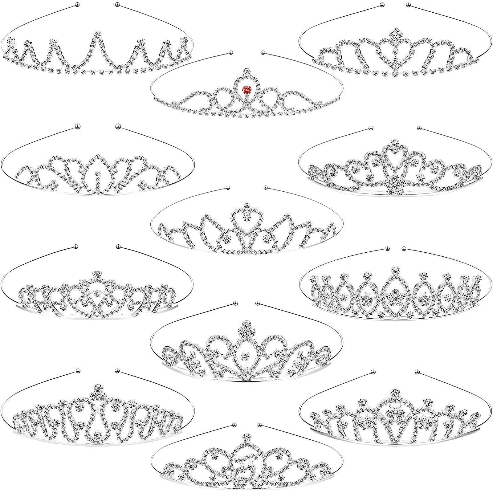 Hicarer 12 Pcs Tiaras for Girls Crystal Tiara Princess Crown for Kids Wedding Birthday(Classic)