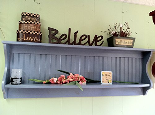 Plate Rack Wall Shelf Country Wood Display Plate and Bowl Rack Primtive Shelf