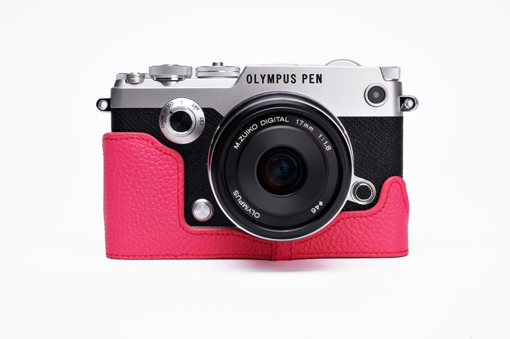 Handmade Genuine Real Leather Half Camera Case Camera Bag for Olympus Pen-F Pen F 7 Colors