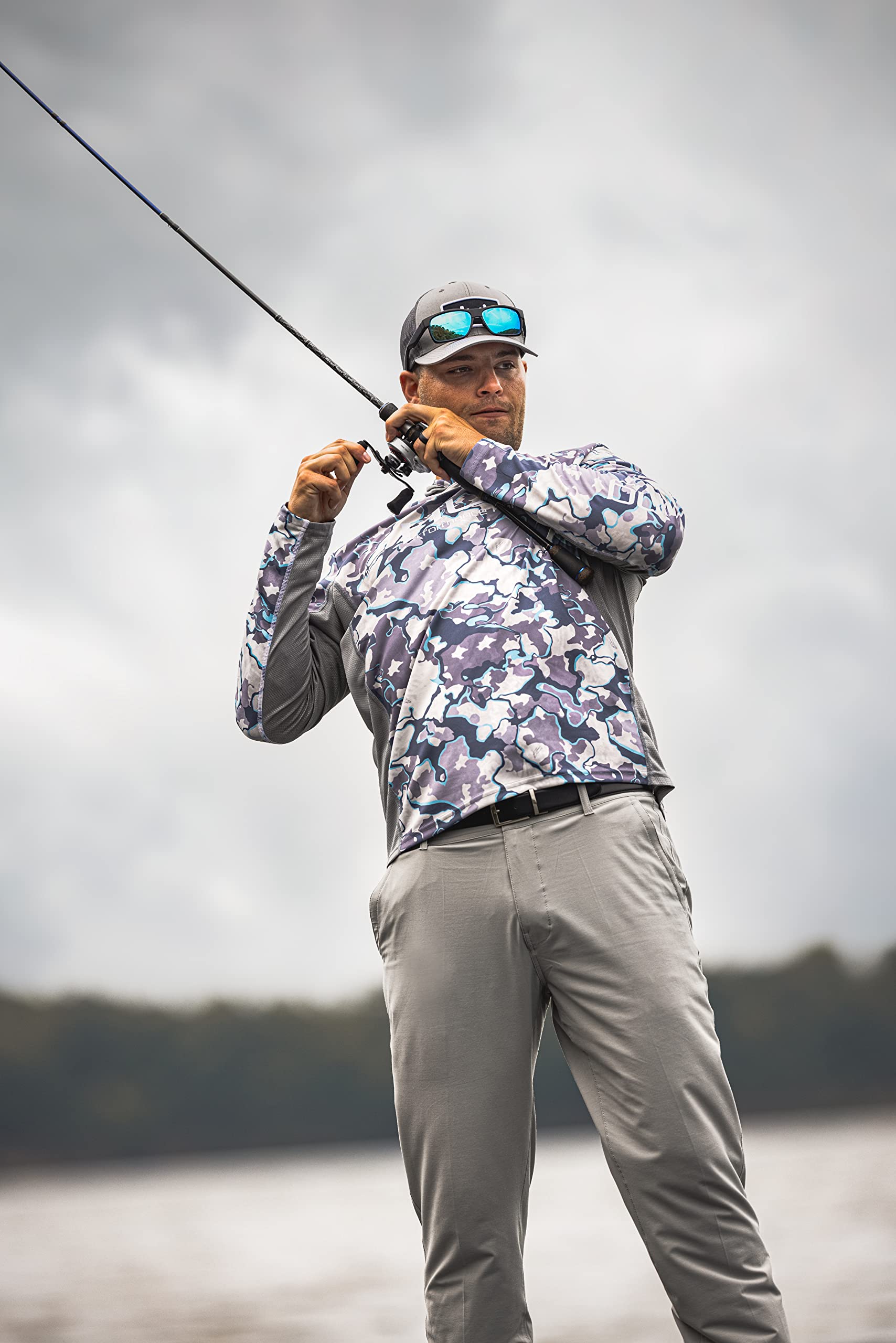 HUK Men's Standard Icon X Camo Long Sleeve Performance Fishing Shirt, Current Ocean Tally, 3X-Large