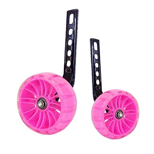 HUWAY training wheels flash mute wheel bicycle stabiliser mounted Kit compatible for bikes of 12 14 16 18 20 Inch, 1 Pair (pink2)