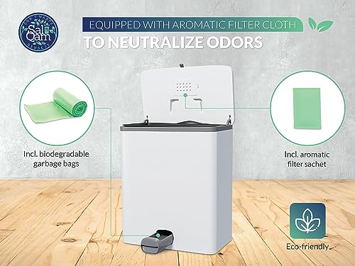 SALQAM Compost Bin for Kitchen - Lightweight & Stable Indoor Compost Bin - 10 L /2.4 Gallon Capacity - Removable Inner Bucket Kitchen Compost Bucket