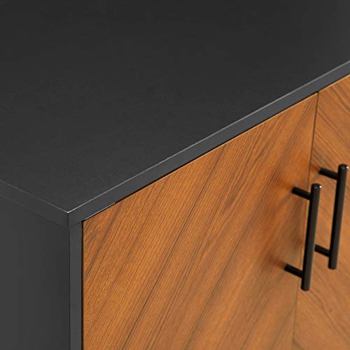 Walker Edison Fehr Mid Century Modern 2 Door Bookmatch Accent Cabinet , 28 Inch, Black