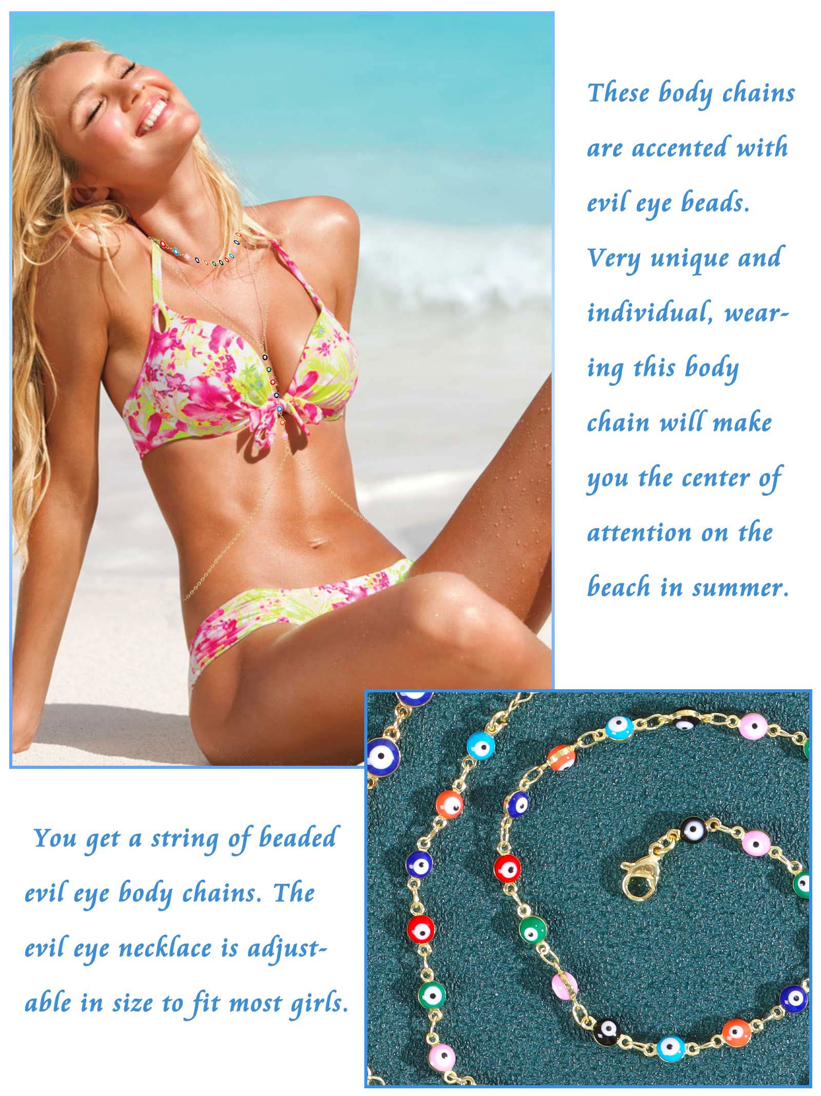 HUASAI Gold Body Chain Necklace, Adjustable Link Chain for Women, Summer Collection(Gold)