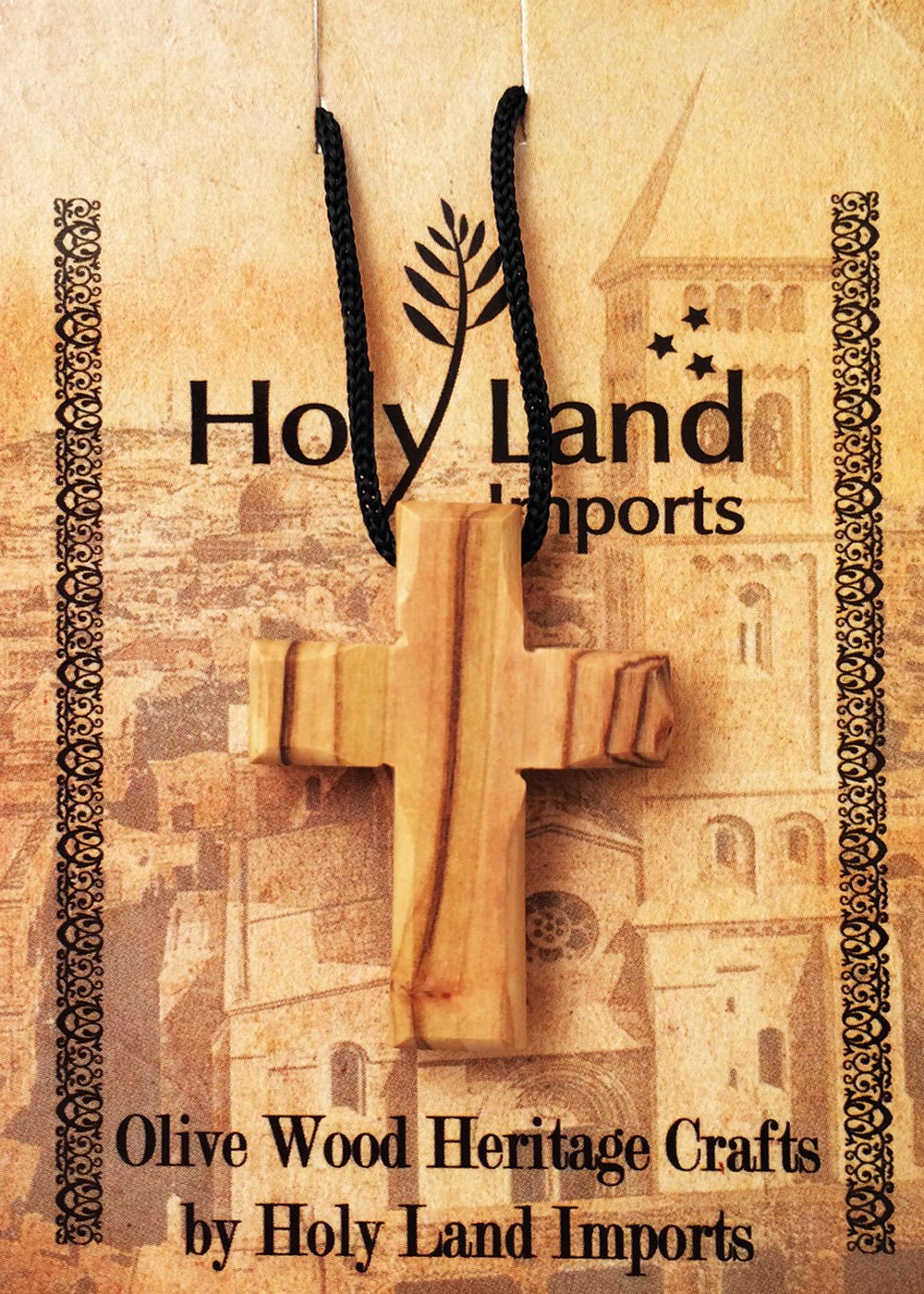 Holy Land Imports Olive Wood Cross Pendant. (1.5 inches Height) WA-37