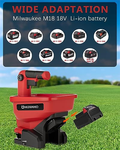 Uniqwamo Handheld Grass Seed Spreader for Milwaukee M18 Li-ion Battery, Available Year-Round, Grass Seeds, Rock Salt and De-icer Out-Doors (Battery not Included)