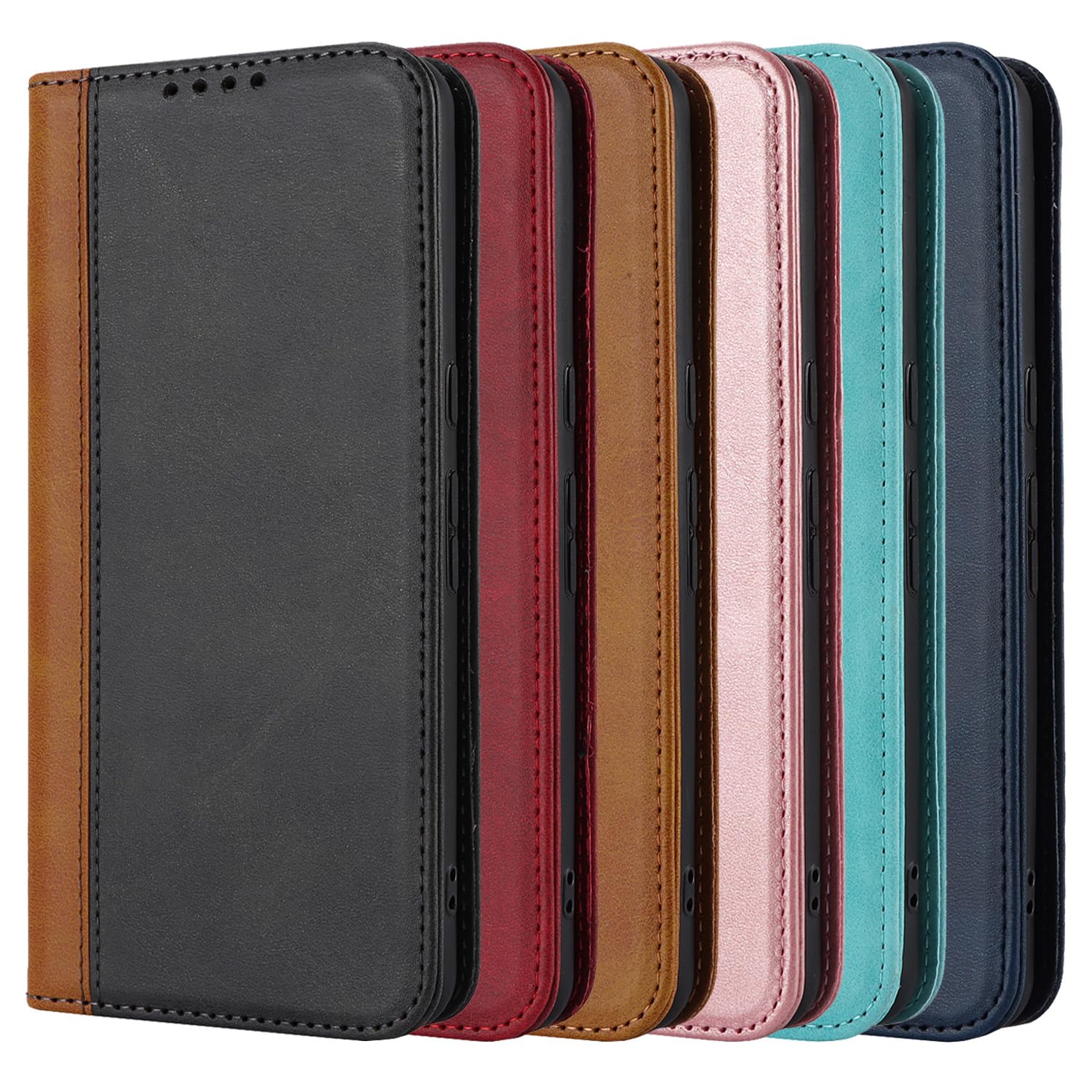 Havaya for Pixel 8 Case wallet with Card Holder google pixel 8 phone Case for women Flip folio leather phone Cover with Credit Card Slots for men-Red and black
