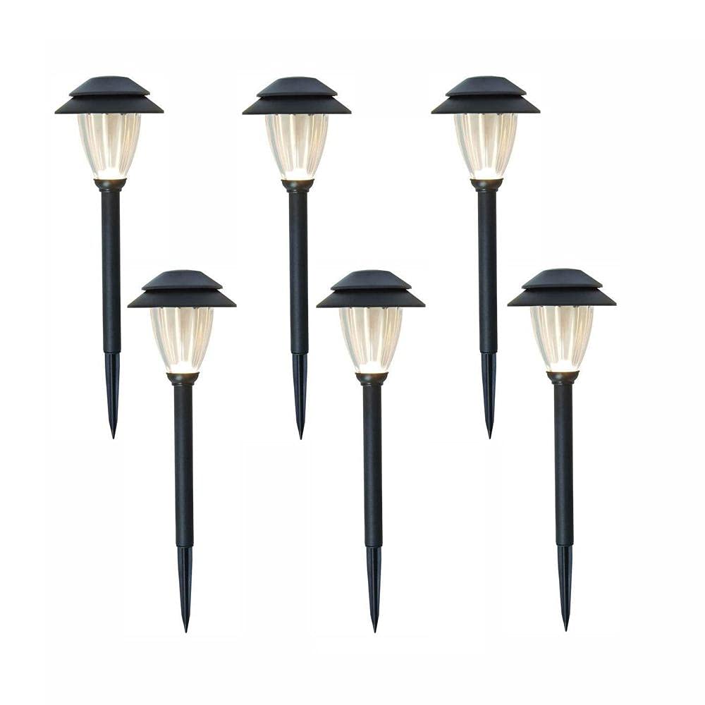 Hampton Bay Low-Voltage Black Outdoor Integrated LED Landscape Path Light Set with Transformer (6-Pack)