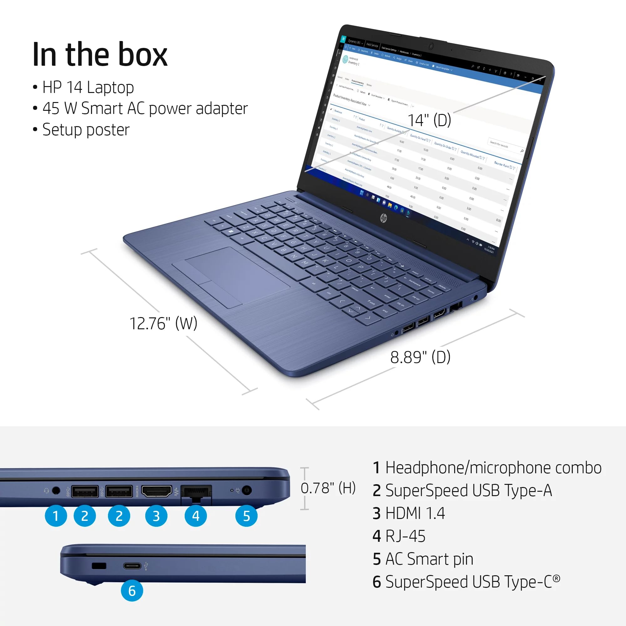 HP Stream 14-CF21 Laptop 2022 14β 1366 x 768 Display Intel Celeron N4120, 4-core, Intel UHD Graphics, 8GB DDR4, 64GB SSD, Wi-Fi 5, Office 365 Personal 1-year Subscription Windows 11 Pro
