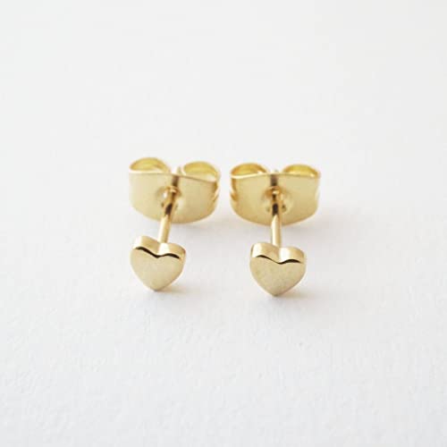 Honeycat Tiny Heart Stud Earrings in 18k Gold Plated | Minimalist, Delicate Jewelry (Gold)